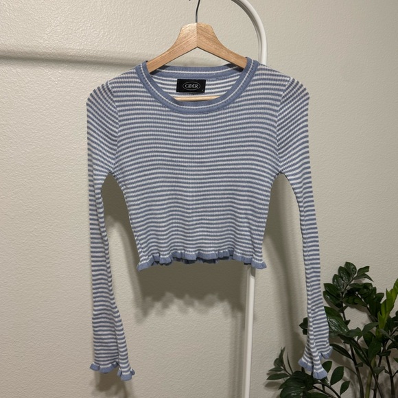Cider | Tops | Cider Blue And White Striped Crop Top | Poshmark
